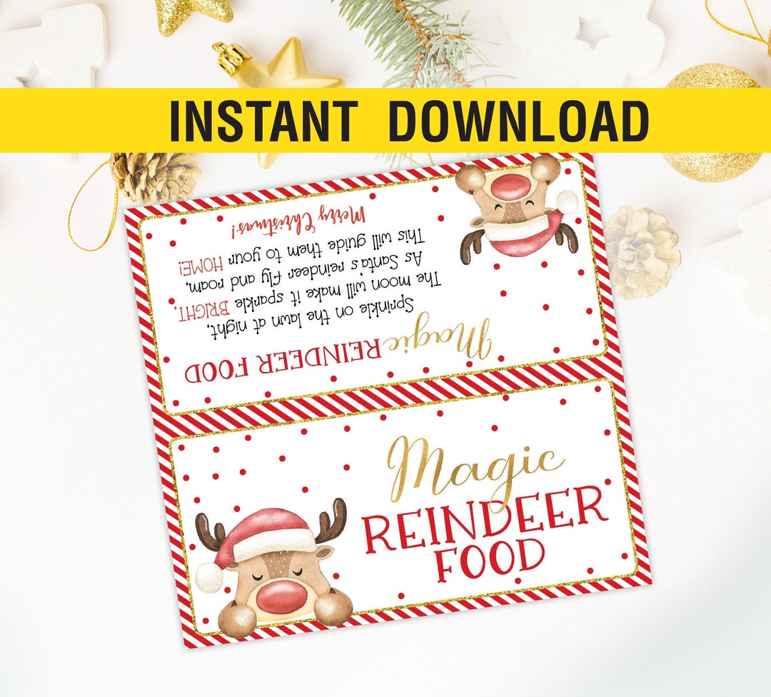 Magic Reindeer Food Treat Topper Printable, Christmas Topper Tag ...