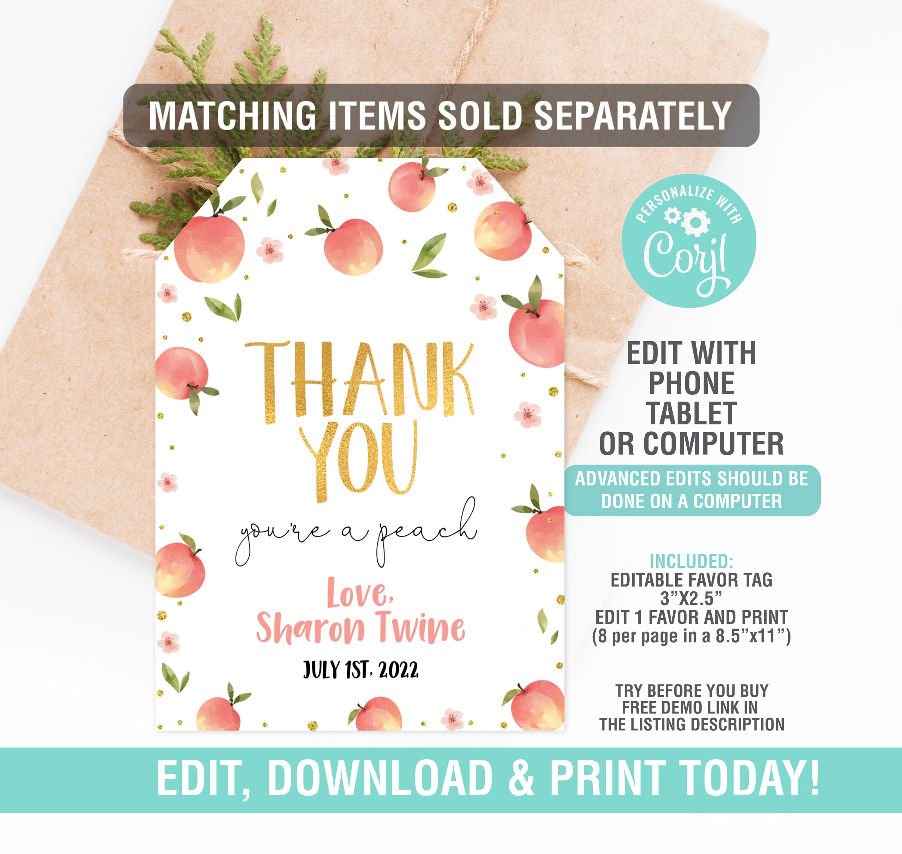 Peach Time Capsule Editablesweet as a Peach Time Capsule - Etsy