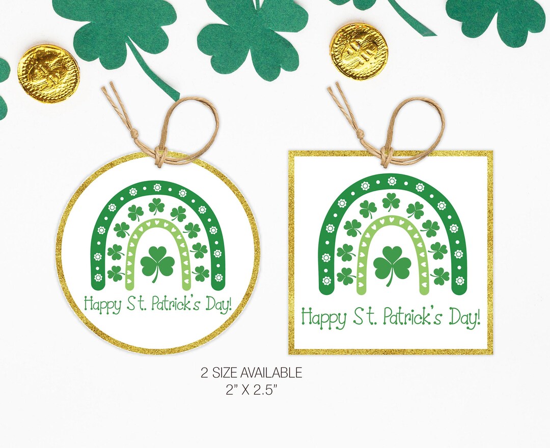 St. Patrick’s Day Tag, Clover Favor Gift Tag Template Printable, Happy ...