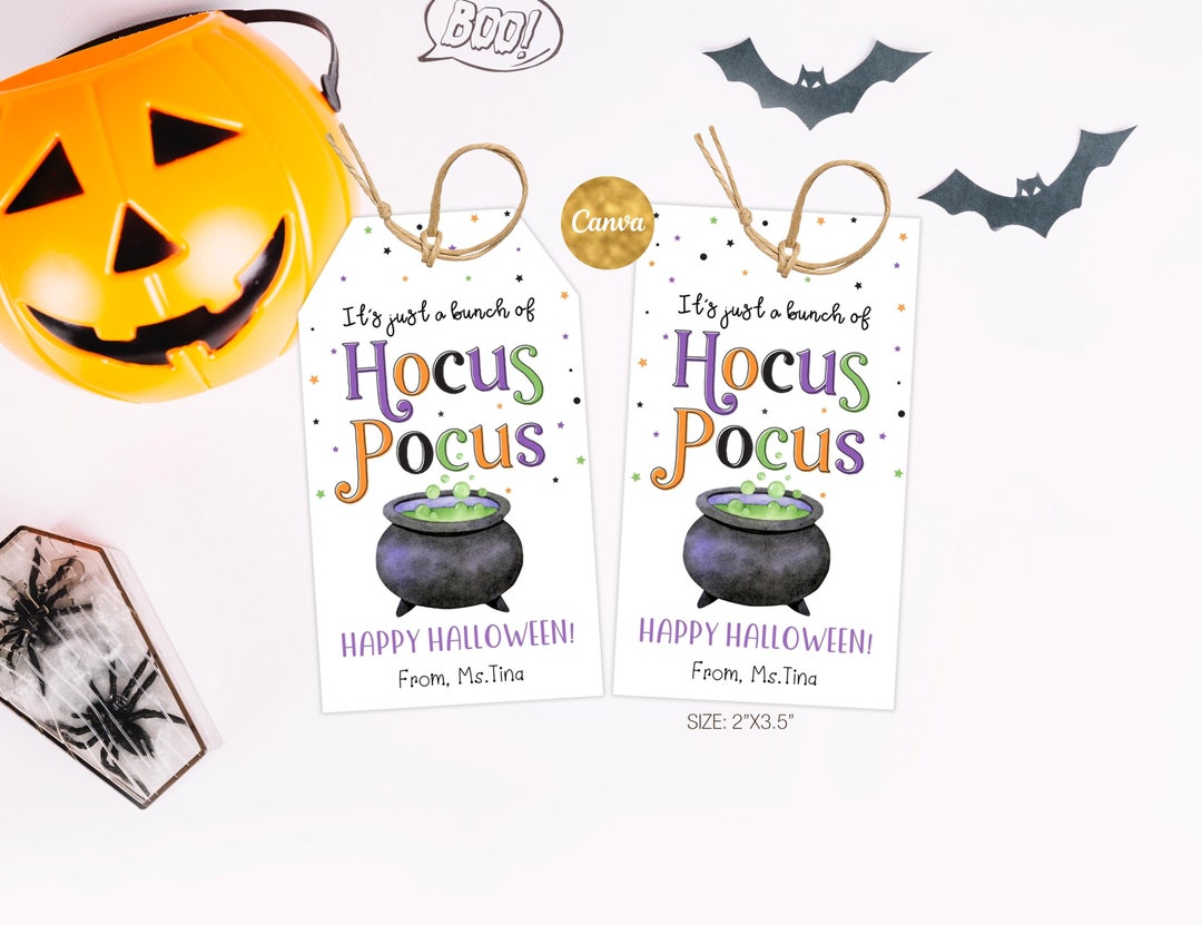 Halloween Tag Template Editable, Hocus Pocus Tag, Halloween Cookie Tag ...