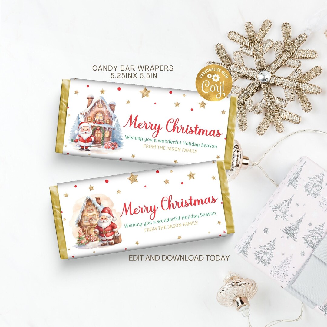 Editable Christmas Candy Bar Wrapper Template, Christmas Chocolate ...