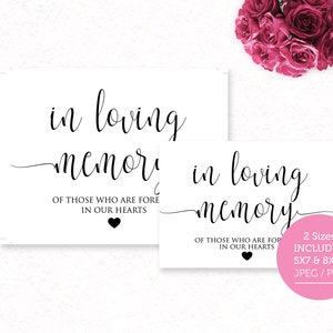 In Loving Memory Sign,printable, Memory Printable,memorial Table Sign ...