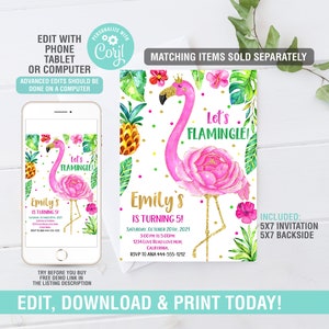 Flamingo Buffet Label EDITABLE, Flamingo Tropical Food Tent Cards, Food ...