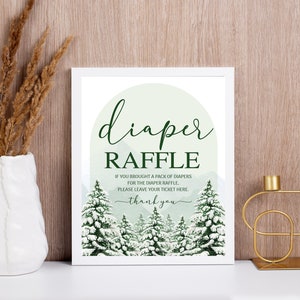 Winter Diaper Raffle Sign, Printable Winter Wonderland Baby Shower ...