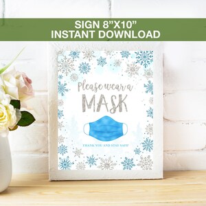 Please Wear A Mask Sign, Winter Stay Safe Sign, Social Distancing Sign ...