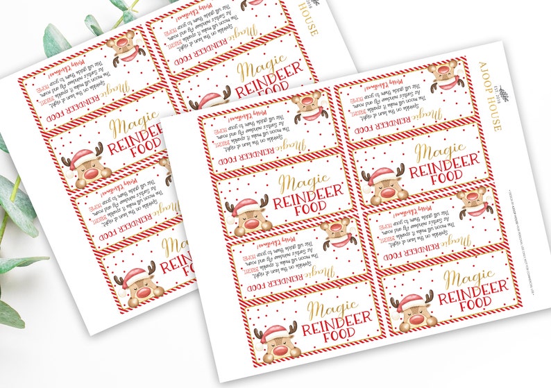Magic Reindeer Food Treat Topper Printable, Christmas Topper Tag ...
