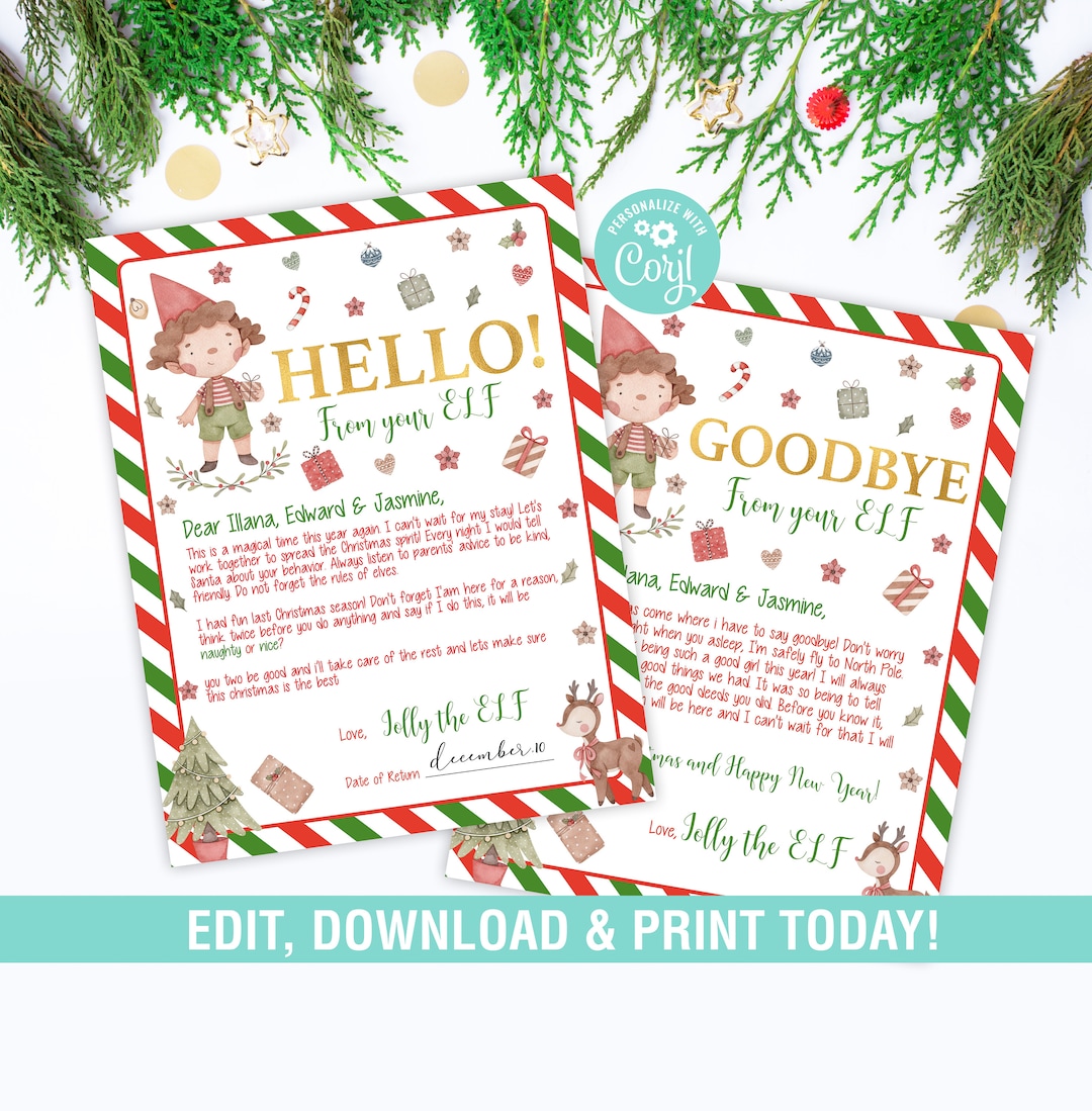 Elf Arrival Letter, Good Bye Letter Editable,christmas Hello From Your ...