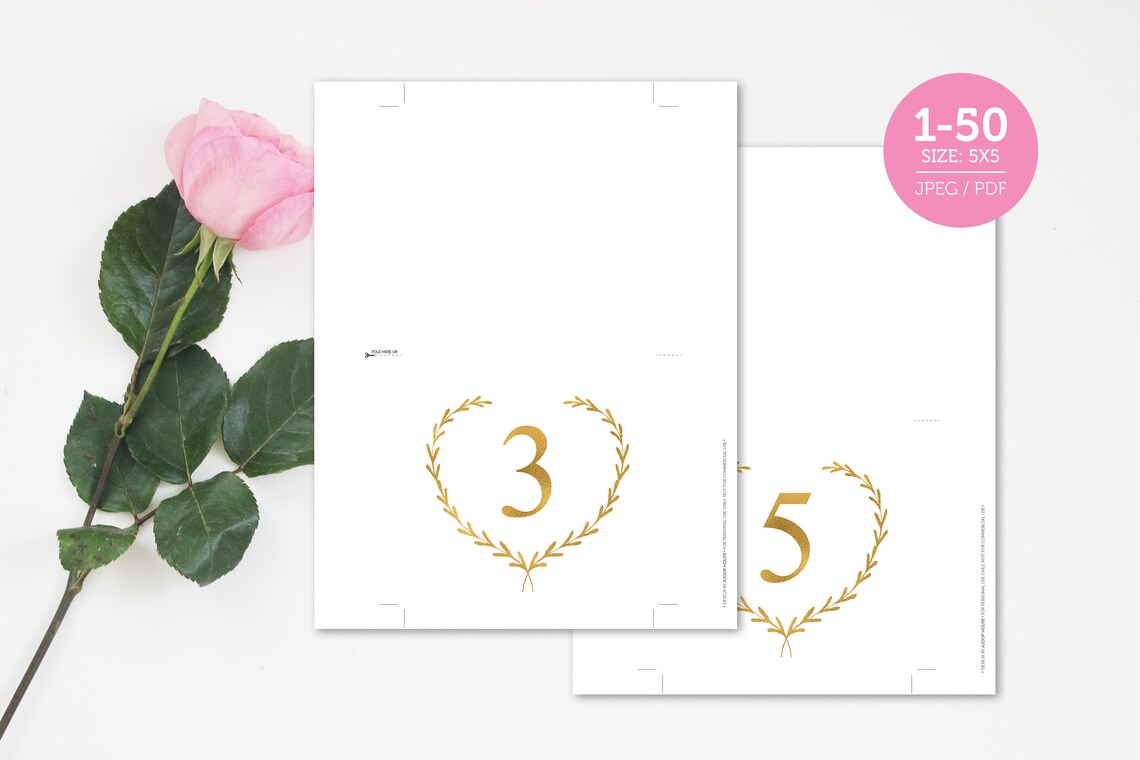 Printable Foldable Table Numbers 1 50 Black & Gold Instant | Etsy