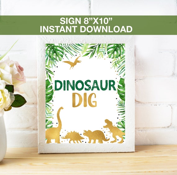 Dinosaur Dig Sign Printable Dino Dig Sign Dinosaur Sign | Etsy