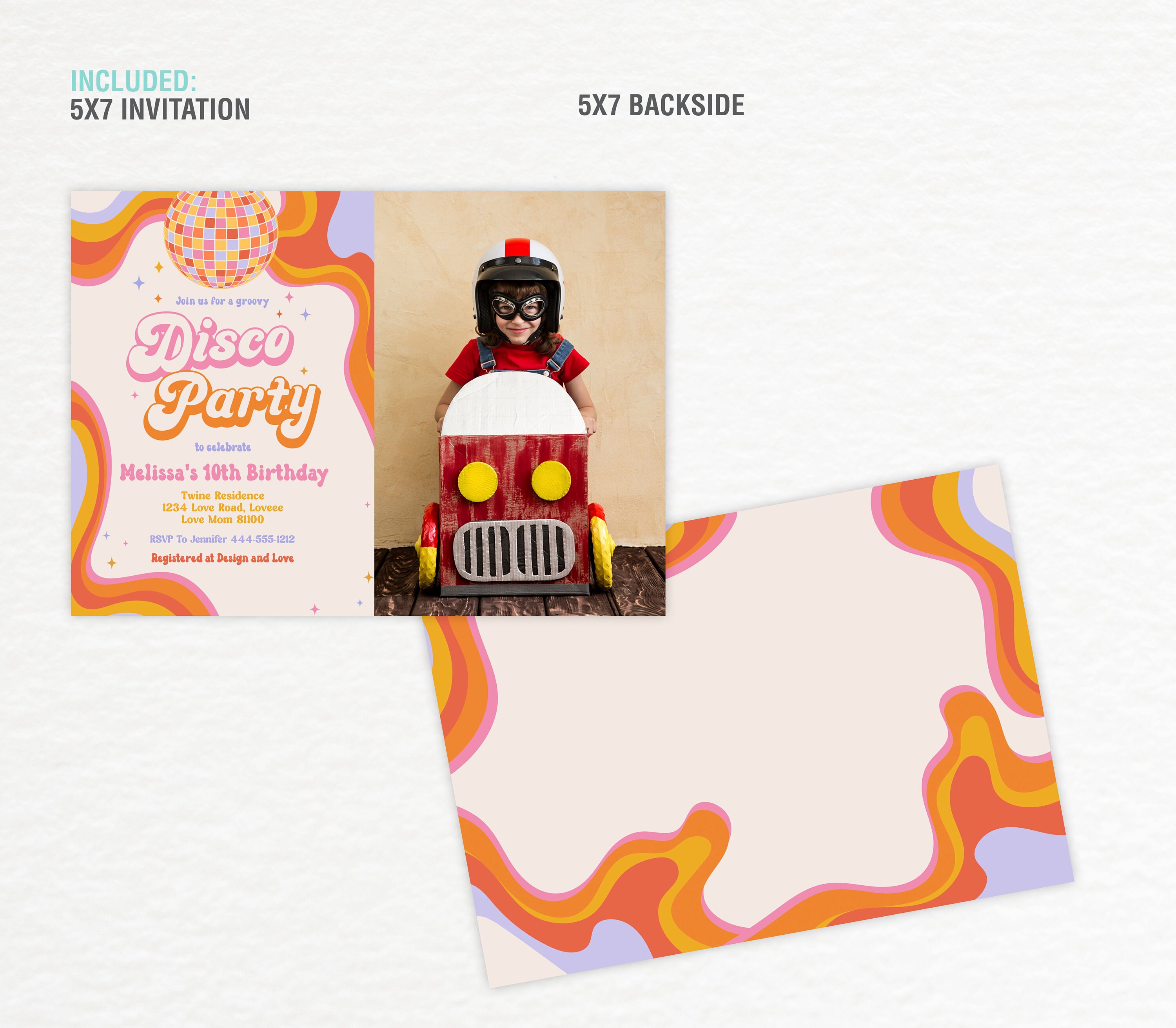 Editable Disco Party Birthday Invitation Template, Retro Groovy Party ...