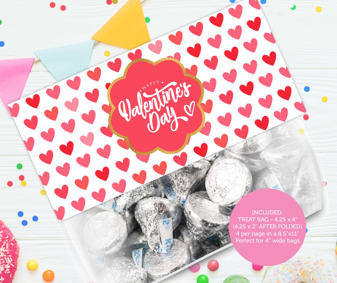 Valentine Treat Bag Toppers PRINTABLE, Love Red Treat Bag Topper ...