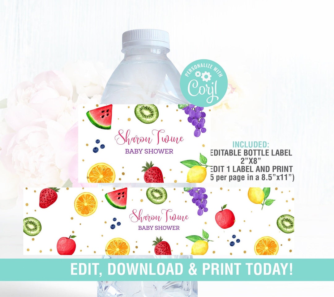 Fruit Water Bottle Labels EDITABLE, Fruit Theme Birthday Party, Fruit ...
