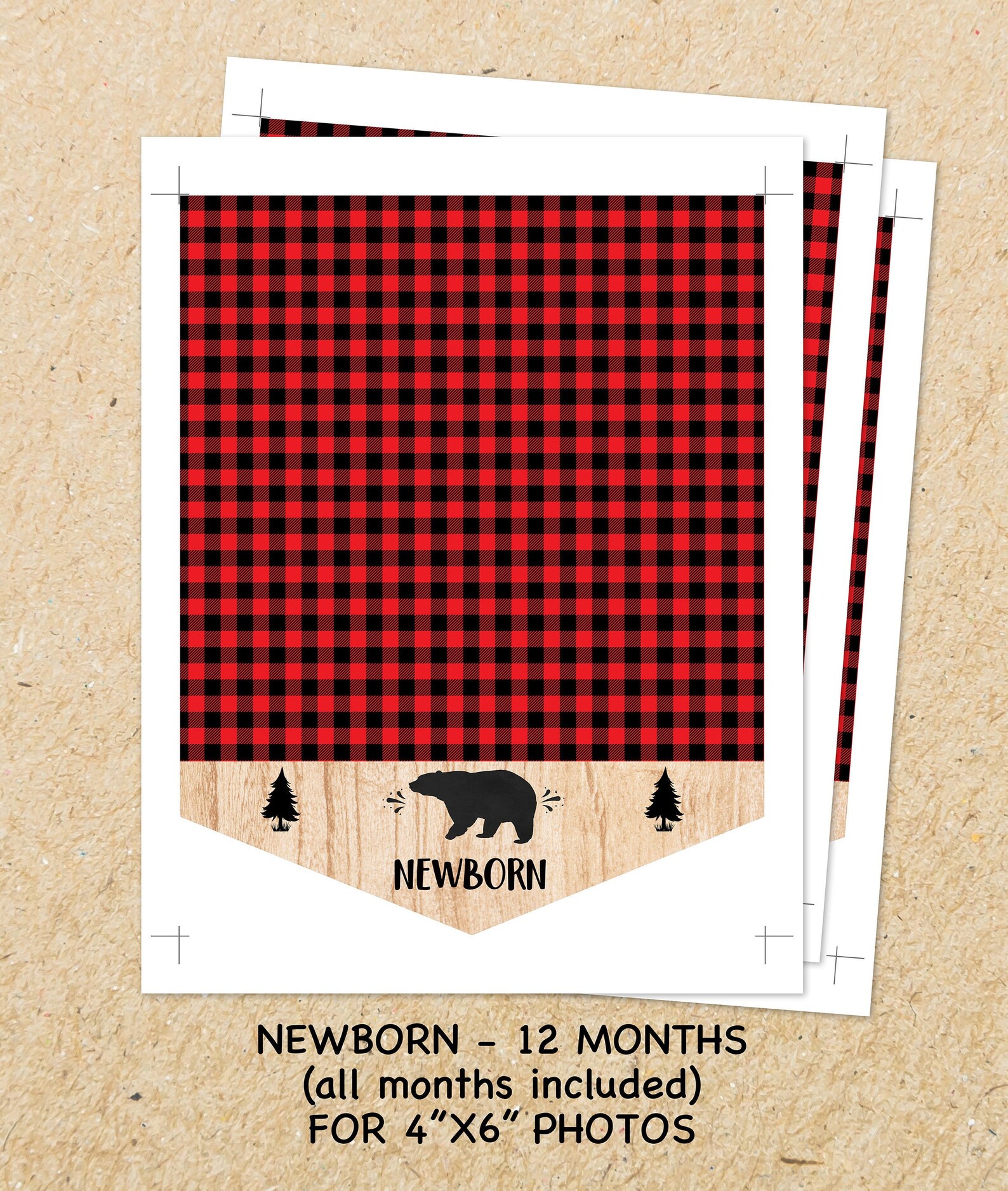 Lumberjack First Birthday Banner Monthly, 12month Photo Banner ...