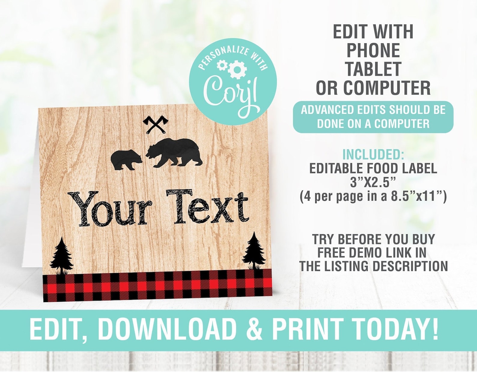 Lumberjack Food Tags Name Tent Cards Buffet Tent Label - Etsy