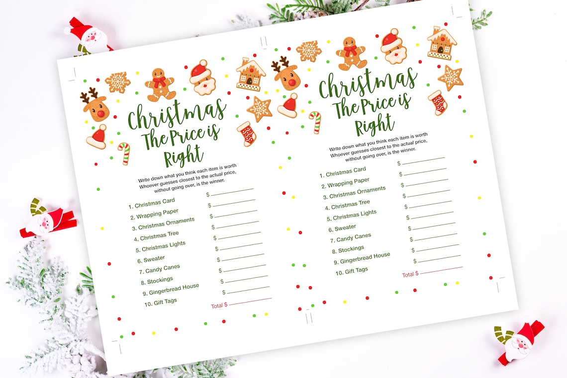 Christmas the Price is Right Game Printable, Holiday Party Games ...
