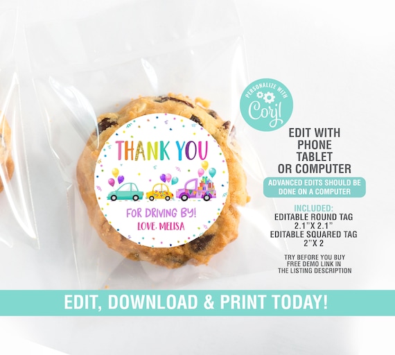 EDITABLE Drive By Favor Tag Drive By Birthday Parade Thank You Gift ...
