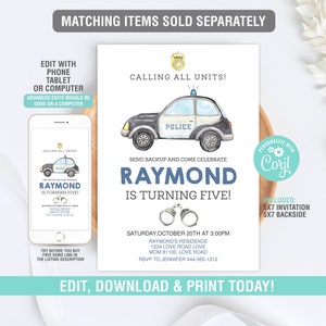 Police Birthday Tag, Police Birthday Thank You Tag, Police Party Favor ...