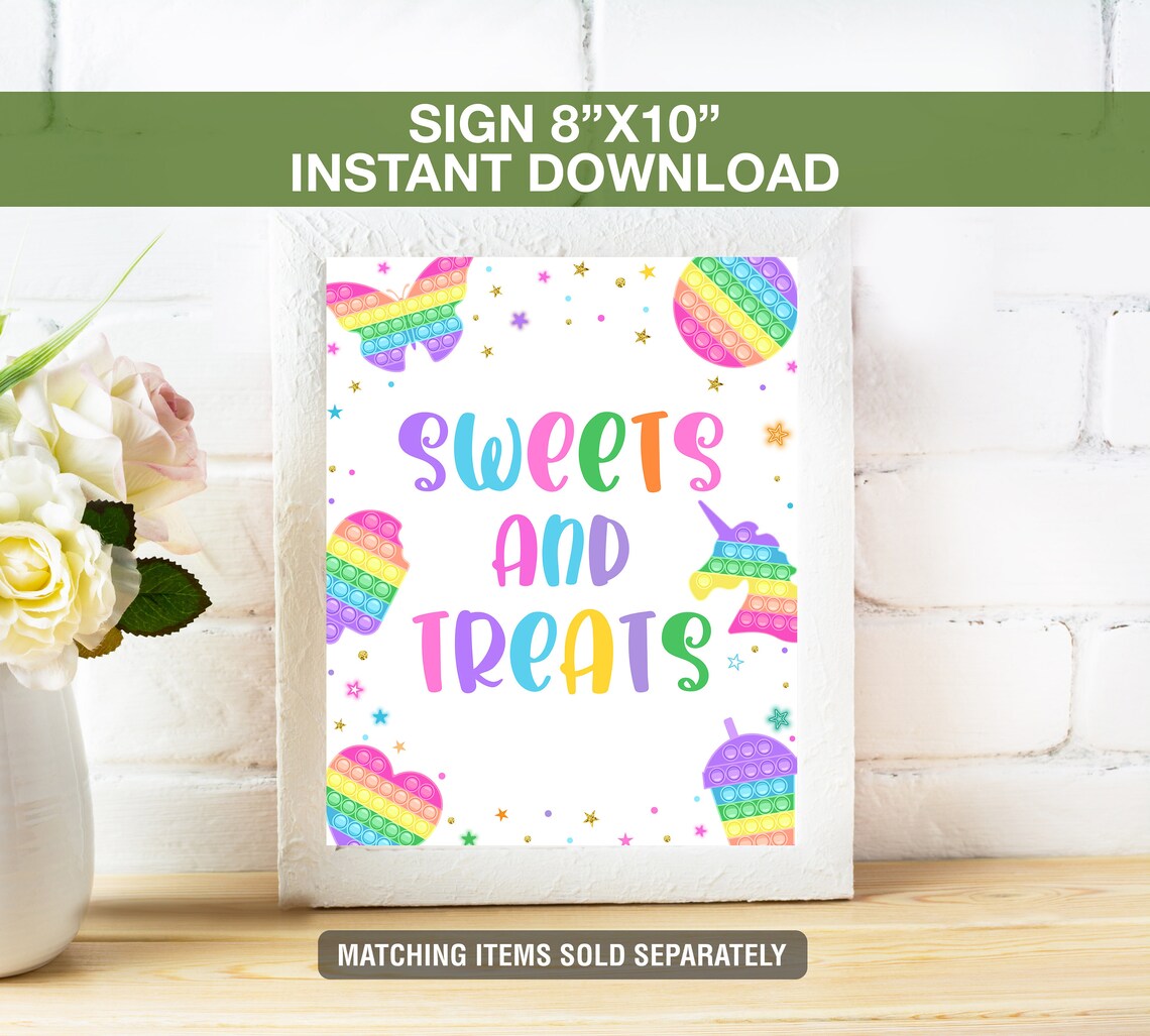 Editable Custom Pop It Party Sign Fidget Toy Birthday Favor - Etsy