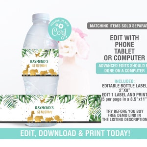 Safari Animals Thank You Tag EDITABLE, Favor Swinging, Safari Zoo ...