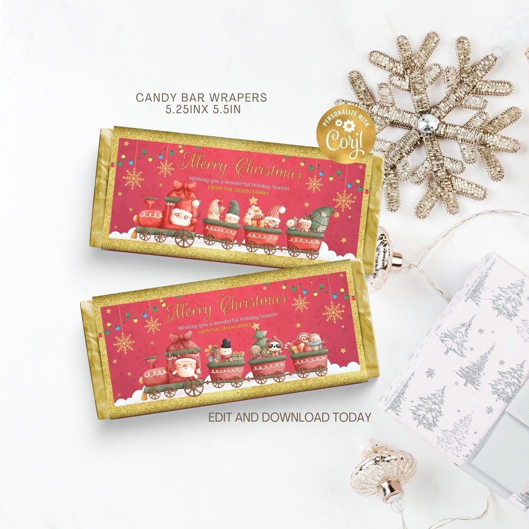 Editable Christmas Candy Bar Wrapper Template, Christmas Chocolate ...