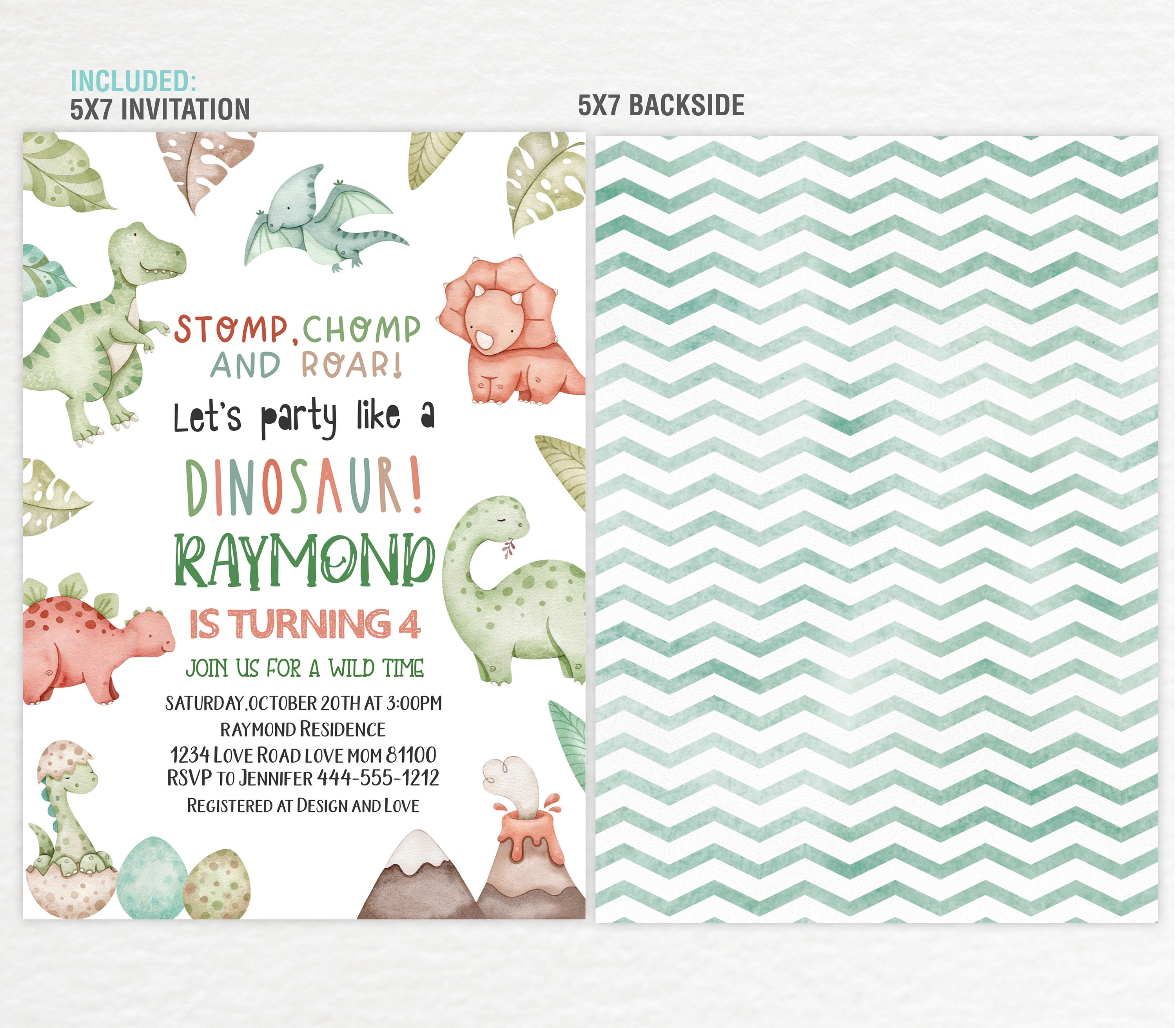 Invitación De Cumpleaños De Dinosaurio Invitación De - Etsy México