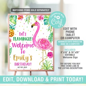 Flamingo Buffet Label EDITABLE, Flamingo Tropical Food Tent Cards, Food ...