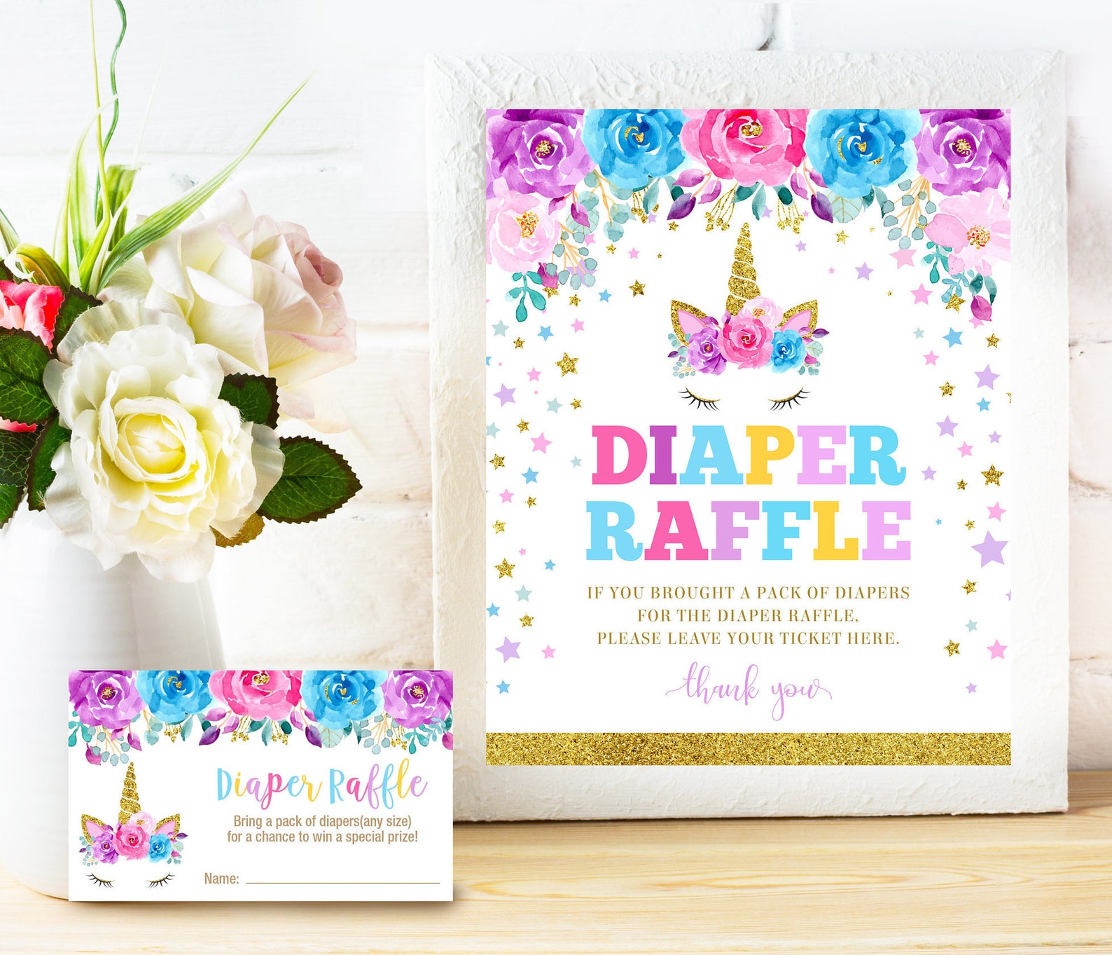 Unicorn Diaper Raffle Sign Unicorn Magical Theme Baby Shower - Etsy