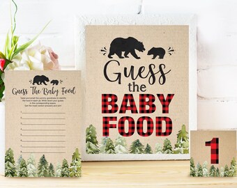 Guess the Baby Food Game Sign and Cards Lumberjack PRINTABLE - Etsy