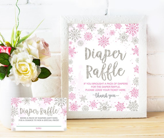 Winter Diaper Raffle sign, Printable Baby Shower, Diaper Raffle Ticket ...