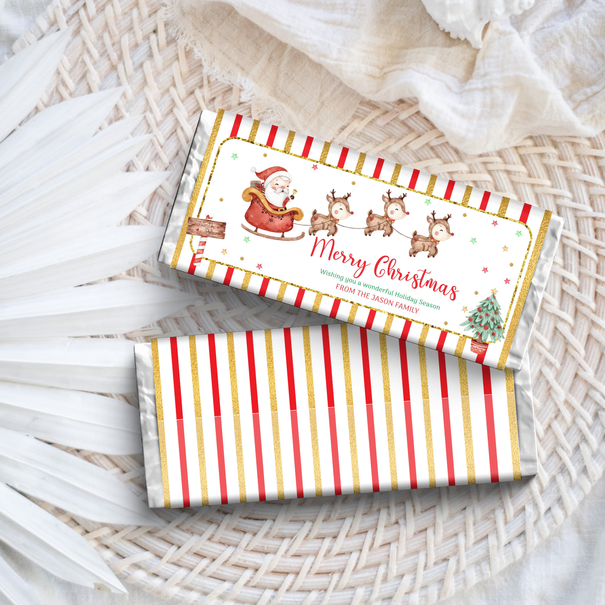 Editable Christmas Candy Bar Wrapper Template, Christmas Chocolate ...