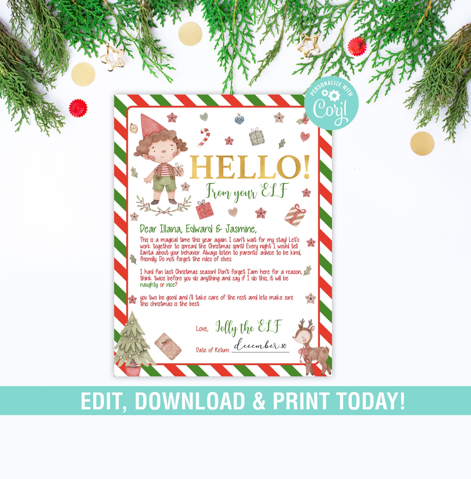 Elf Arrival Letter Good Bye Letter Editablechristmas Hello - Etsy