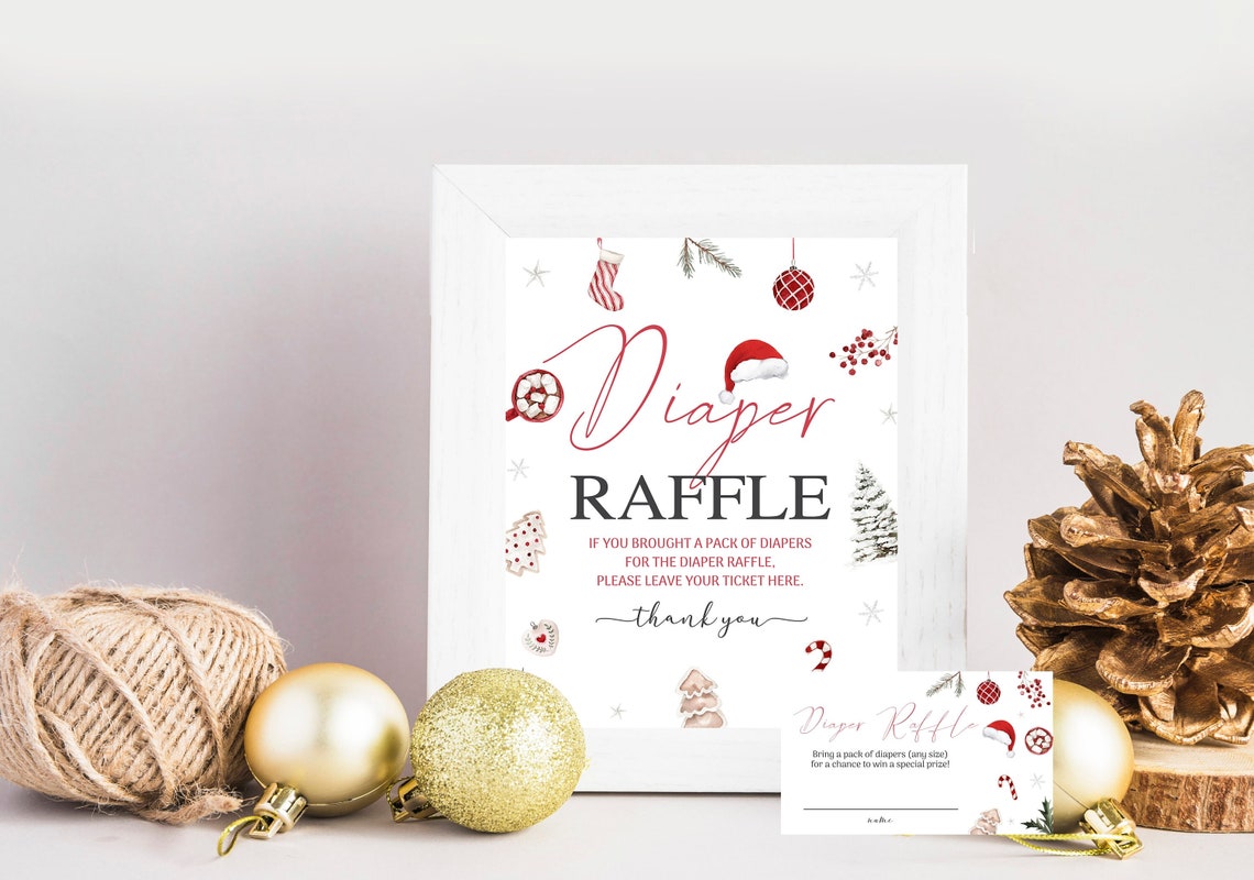 Santa Baby Diaper Raffle Sign, Printable Christmas Baby Shower, Diaper ...