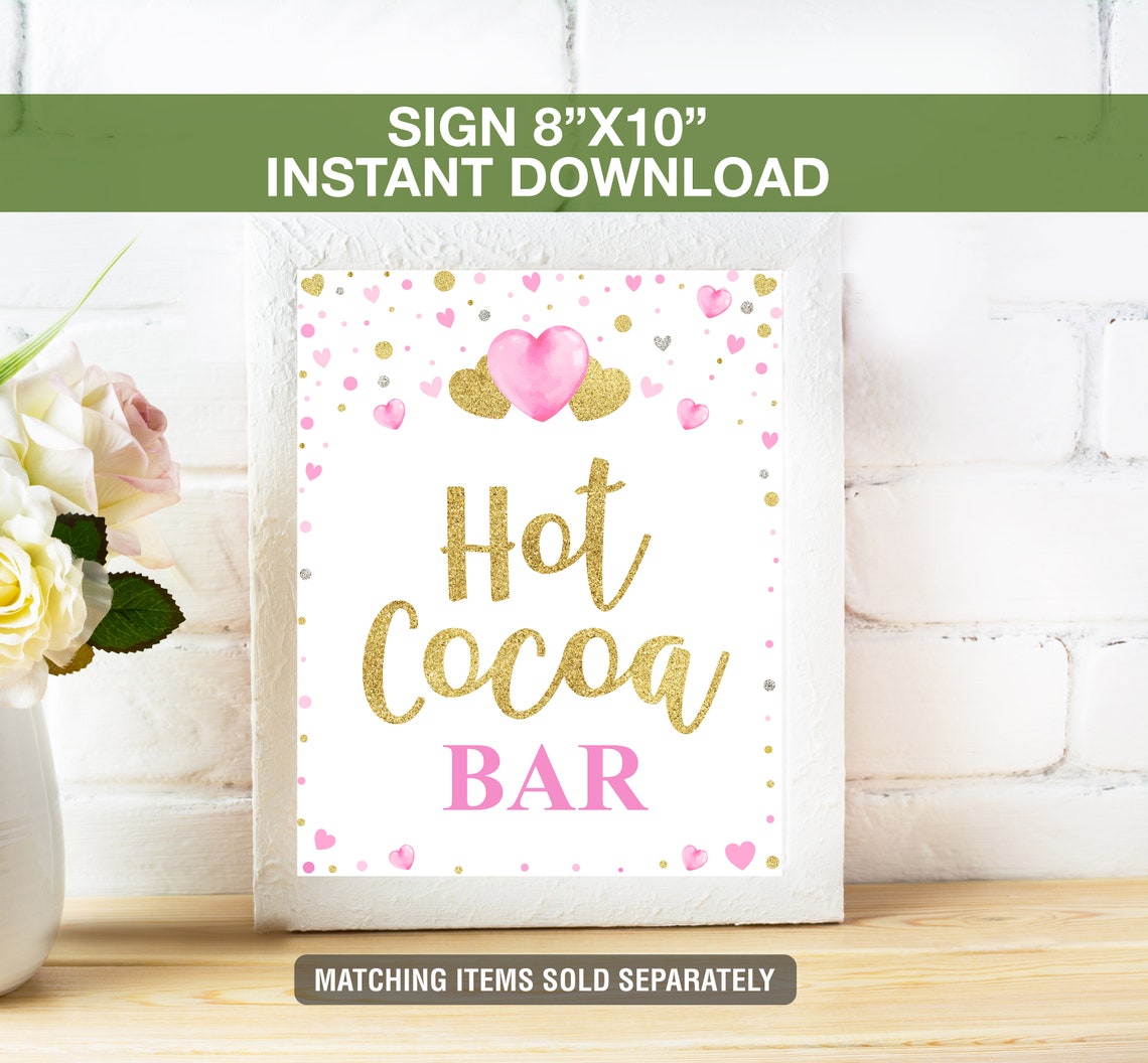 Valentine Hot Cocoa Bar Sign Printable Hot Chocolate Sign | Etsy
