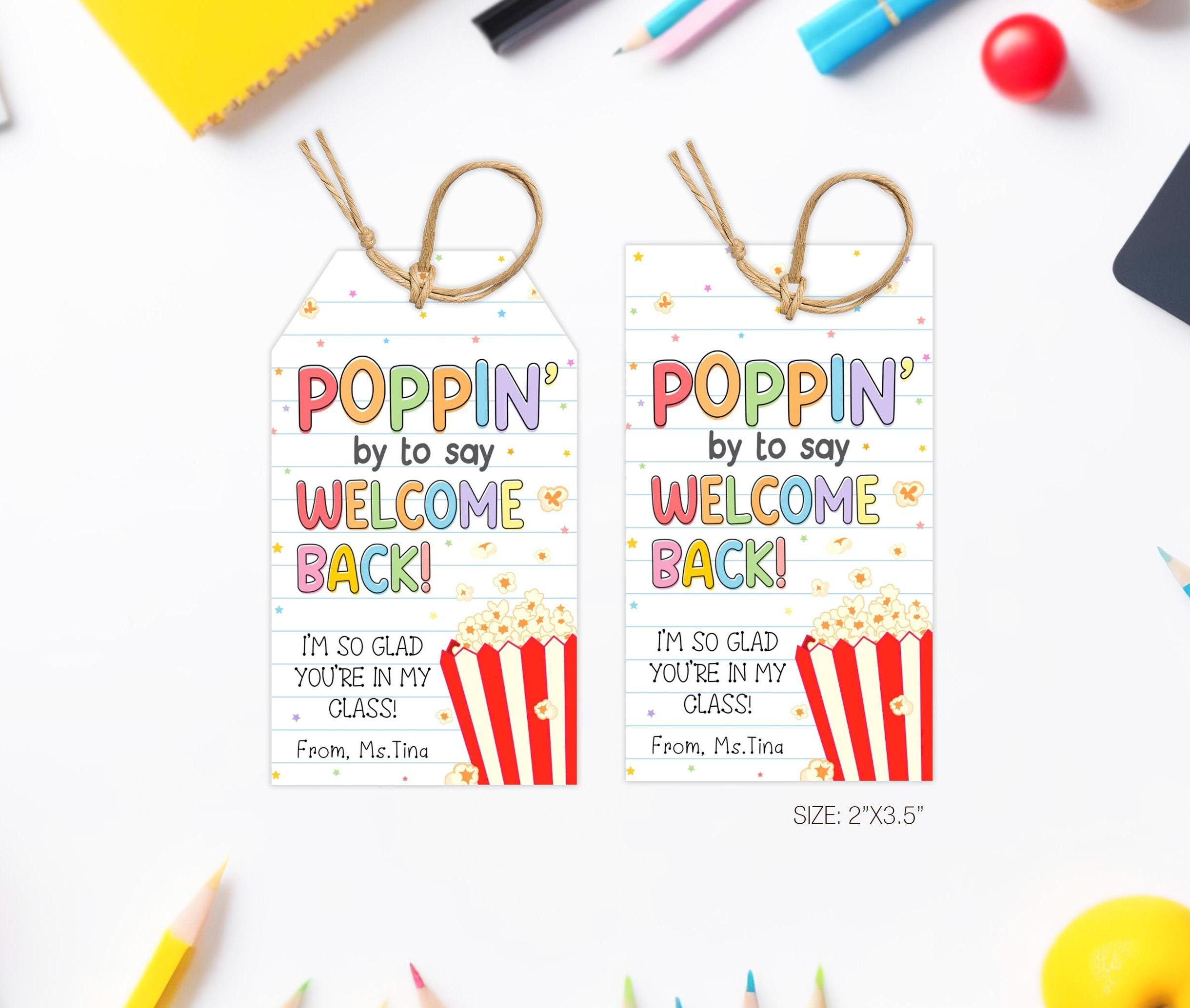 Back to School Gift Tags, School Popcorn Gift Tags Editable, First Day ...