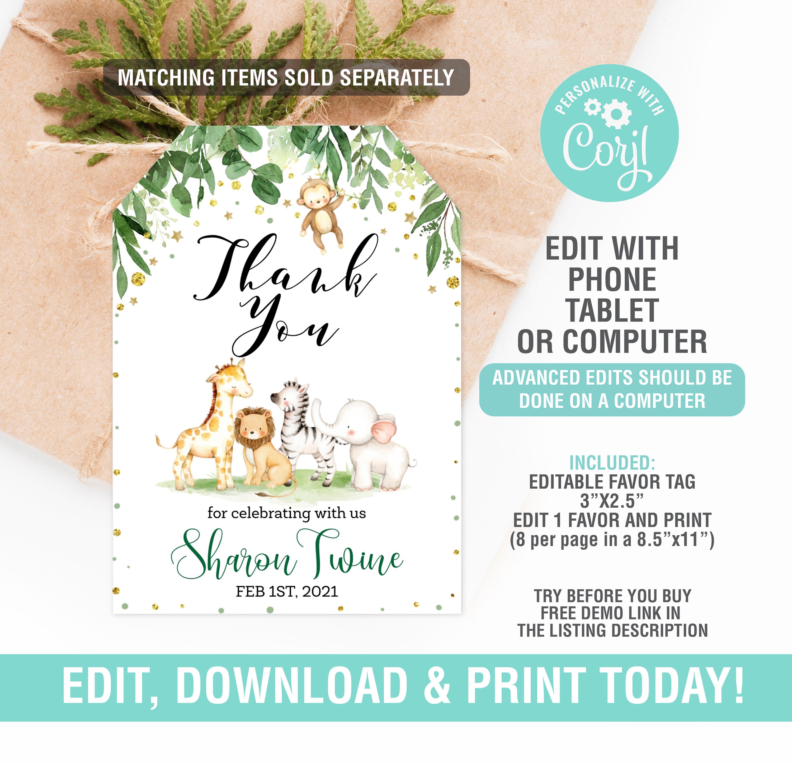 SAFARI Buffet Cards Safari Food Labels Placecards Jungle | Etsy