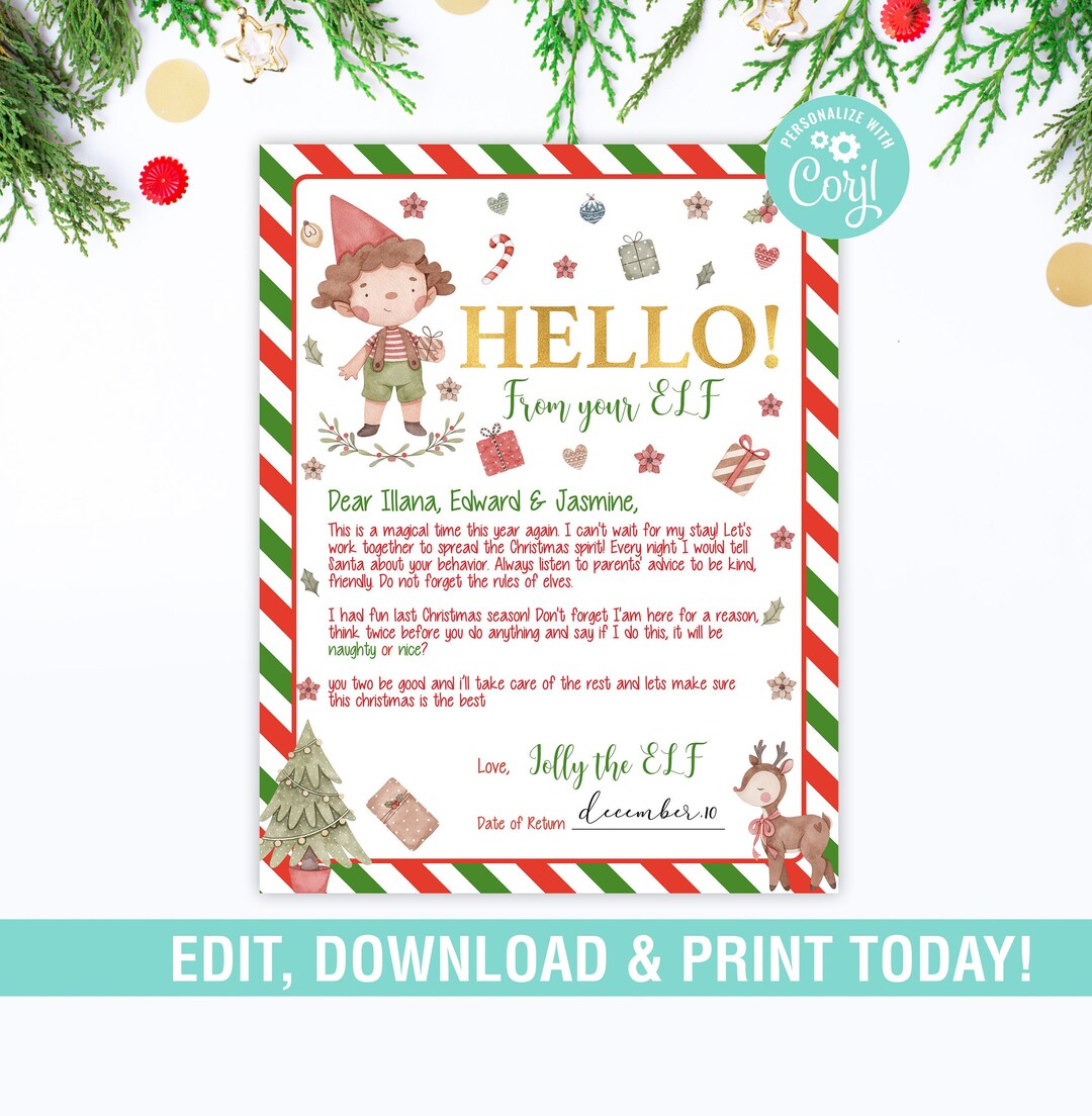Elf Arrival Letter,editable Printable, Arrival Letter, Christmas Elf ...