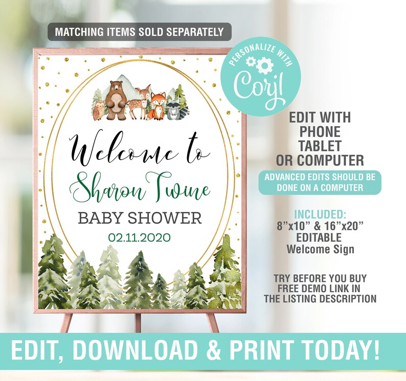 Woodland Baby Shower Game Bundle Virtual Baby Shower Game | Etsy