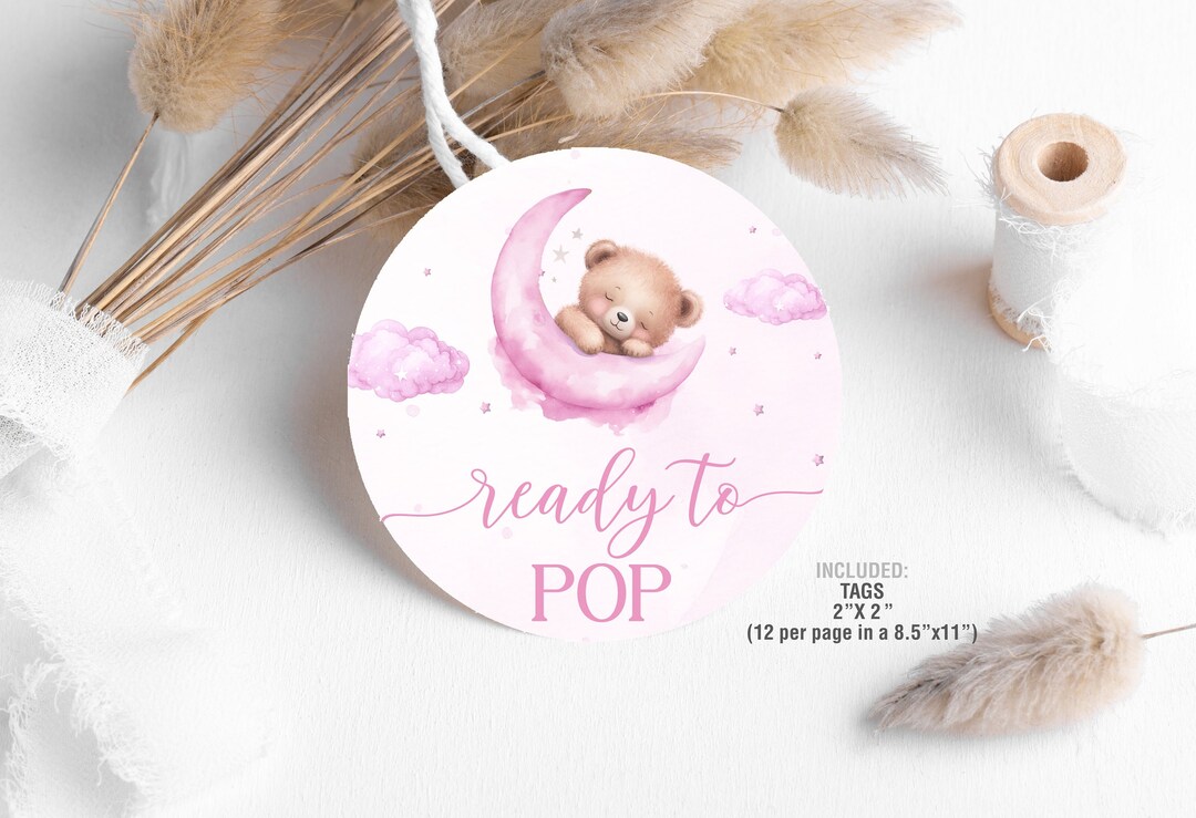 Ready to POP Teddy Bear Labels Printable, Ready to Pop Favor Toppers ...