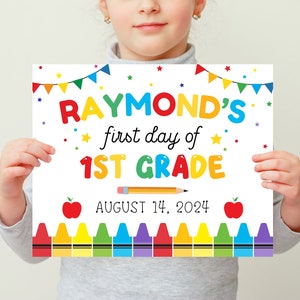 First Day of First Grade Sign Editable, First Day of School 2024 Sign ...
