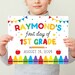 First Day of First Grade Sign Editable, First Day of School 2024 Sign ...
