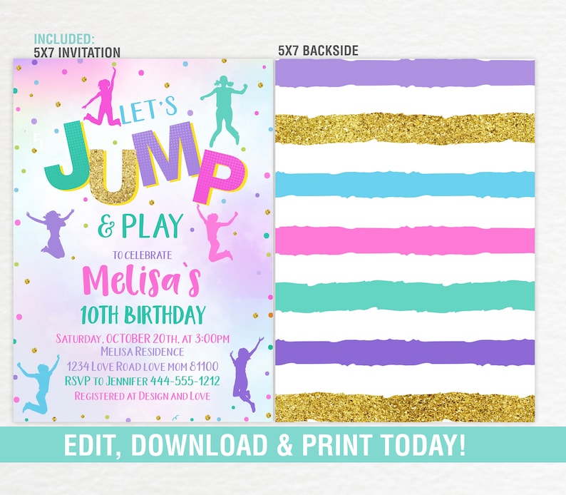 Jump Birthday Invitation EDITABLE Jump Invitation Jump Party - Etsy