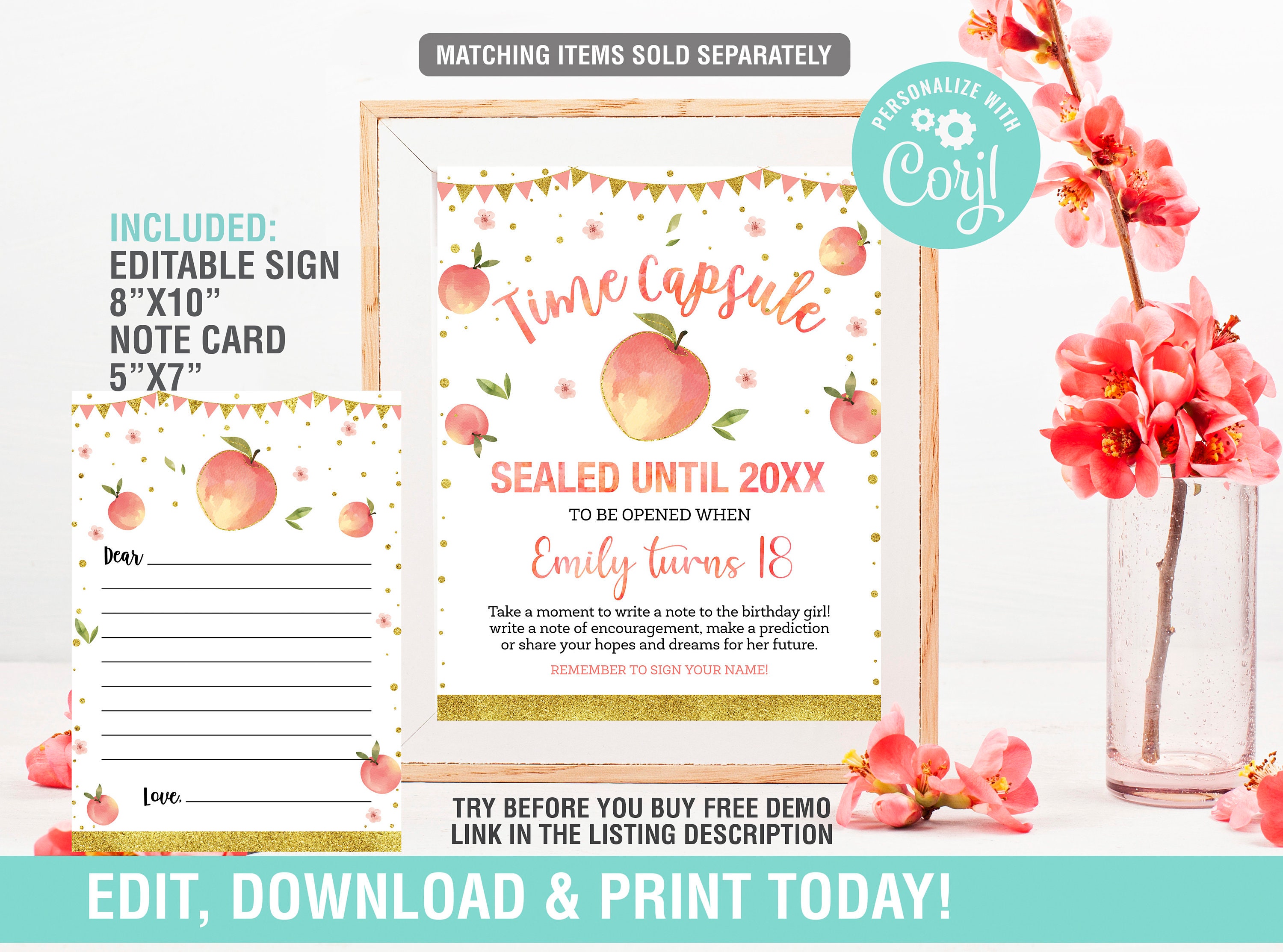 Peach Buffet Card,sweet as a Peach Food Label,peach Theme, Birthday ...