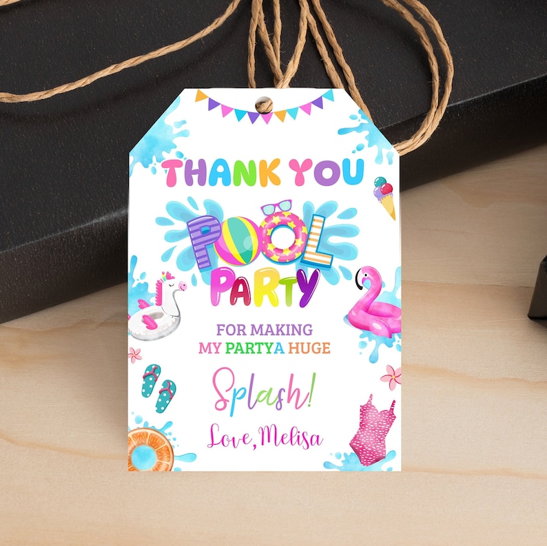 Pool Party Tags, Pool Favor Tag, Summer Tag, Pool Party Thank You Tag ...