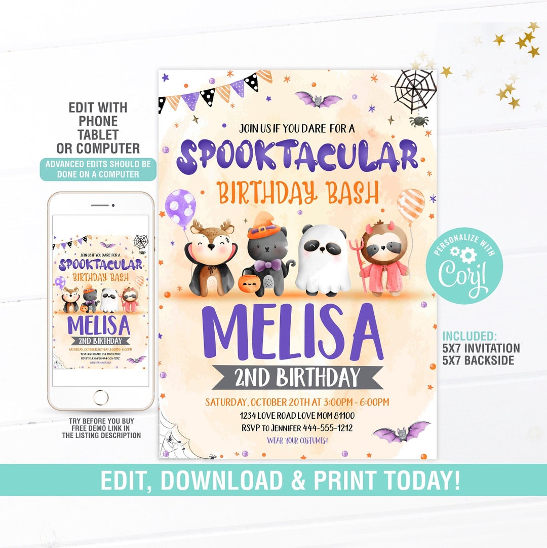 Editable Halloween Birthday Invitation, Spooktacular Spooky Birthday ...