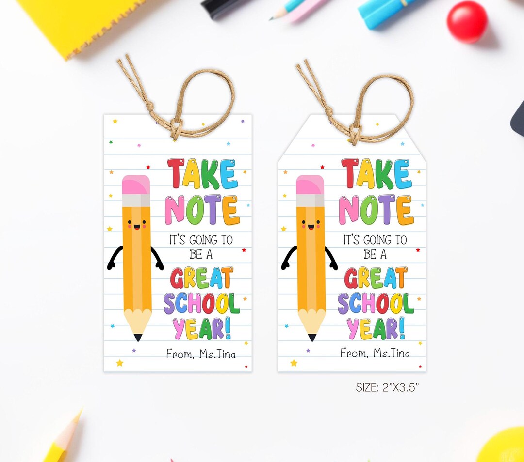 Back to School Gift Tags Editable Take Note Back to School Gift Tag ...