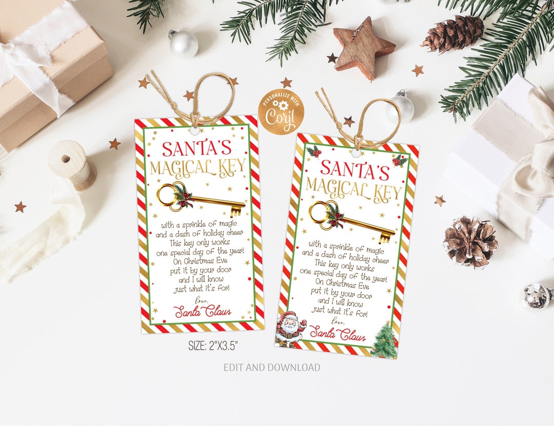 Santas Magical Key Tag Printable, Editable Magic Key Tag Template ...
