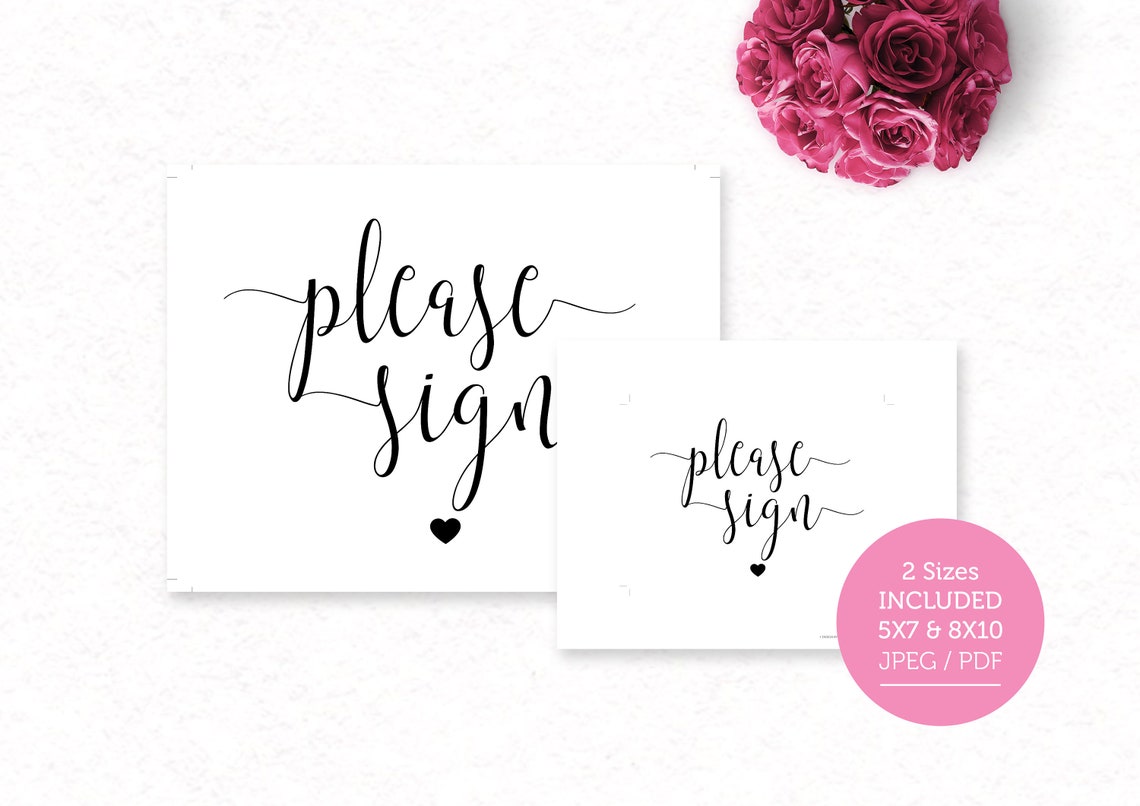 Please Sign Printable, Wedding Cards Sign, Wedding Sign, Table Sign ...