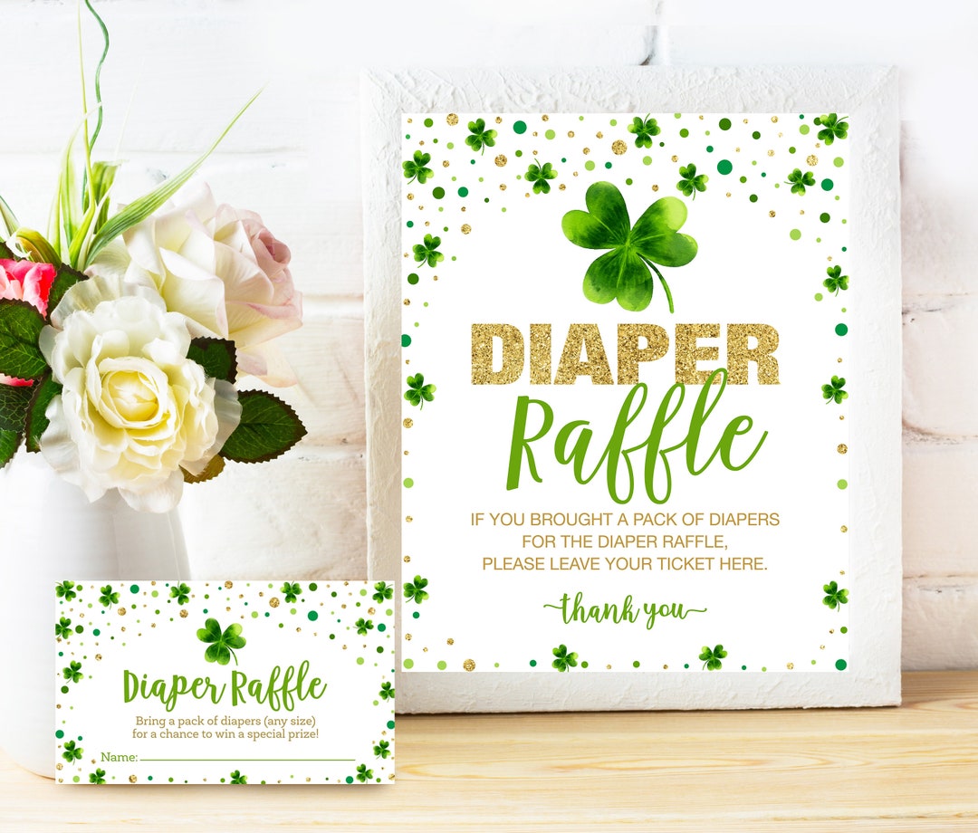Diaper Raffle Sign, Clover Diaper Raffle Sign, Diaper Raffle Ticket ...