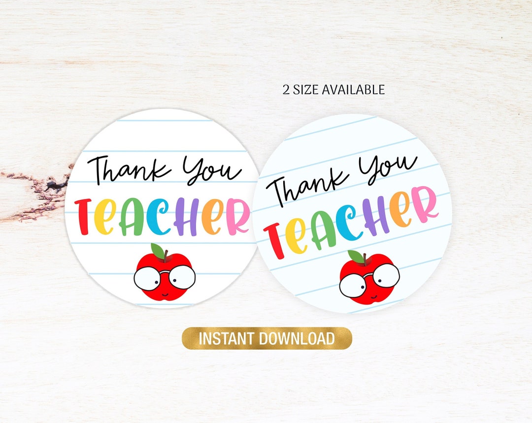 Teacher Appreciation Tag, Teacher Thank You Gift Tag, Printable Teacher ...