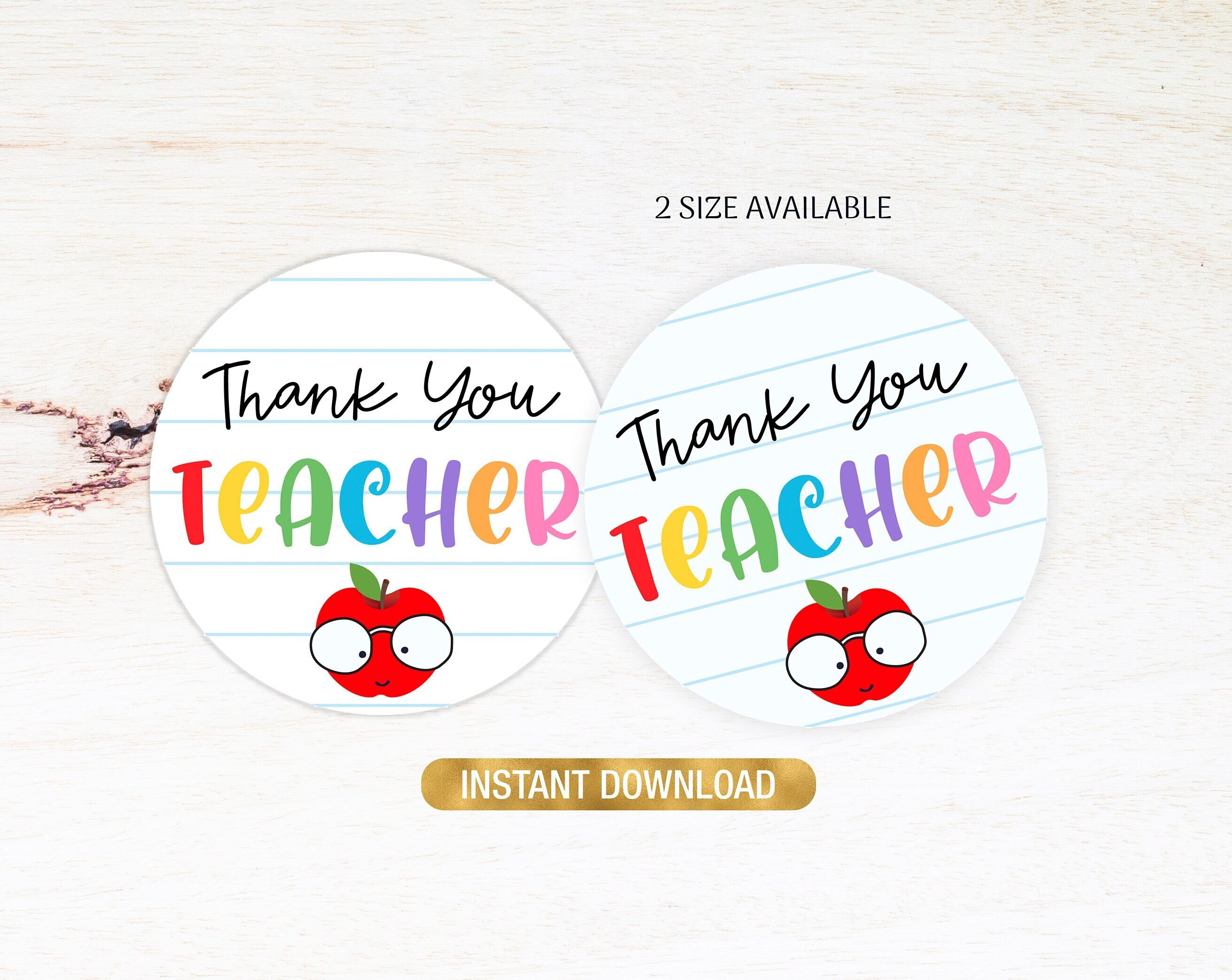 Teacher Appreciation Tag, Teacher Thank You Gift Tag, Printable Teacher ...